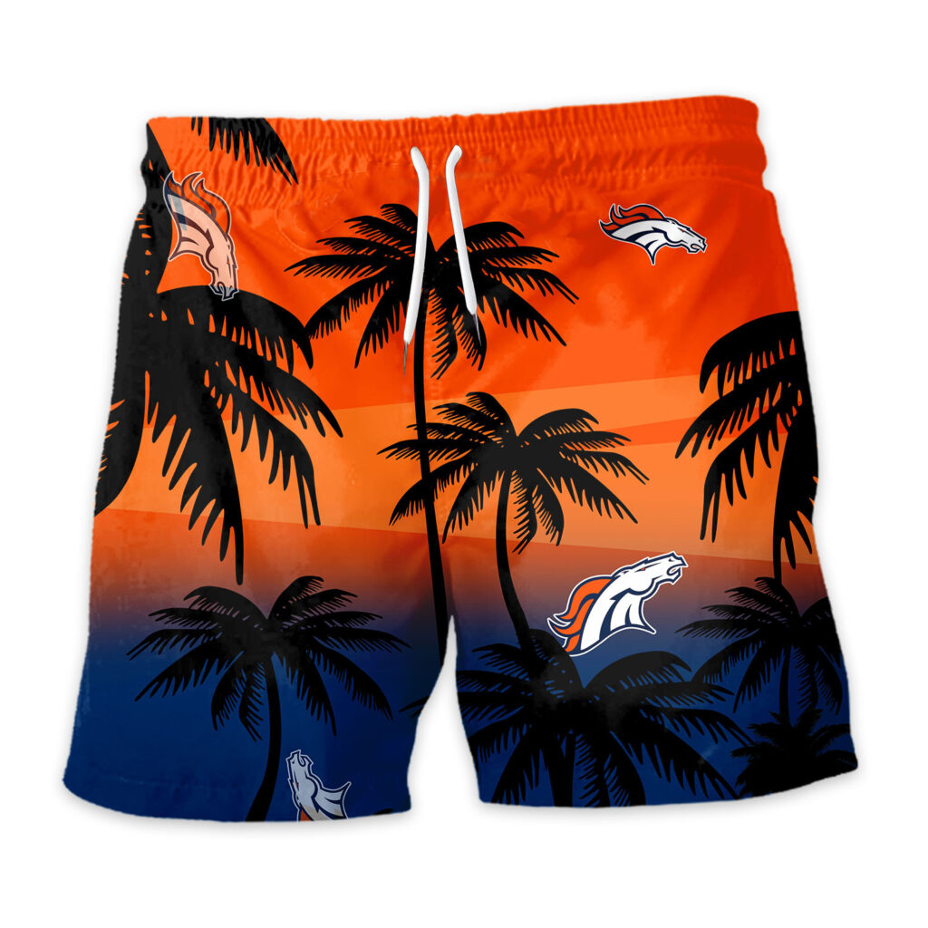 Denver Broncos Hawaiian Shorts Coconut Tree - Hypefavo