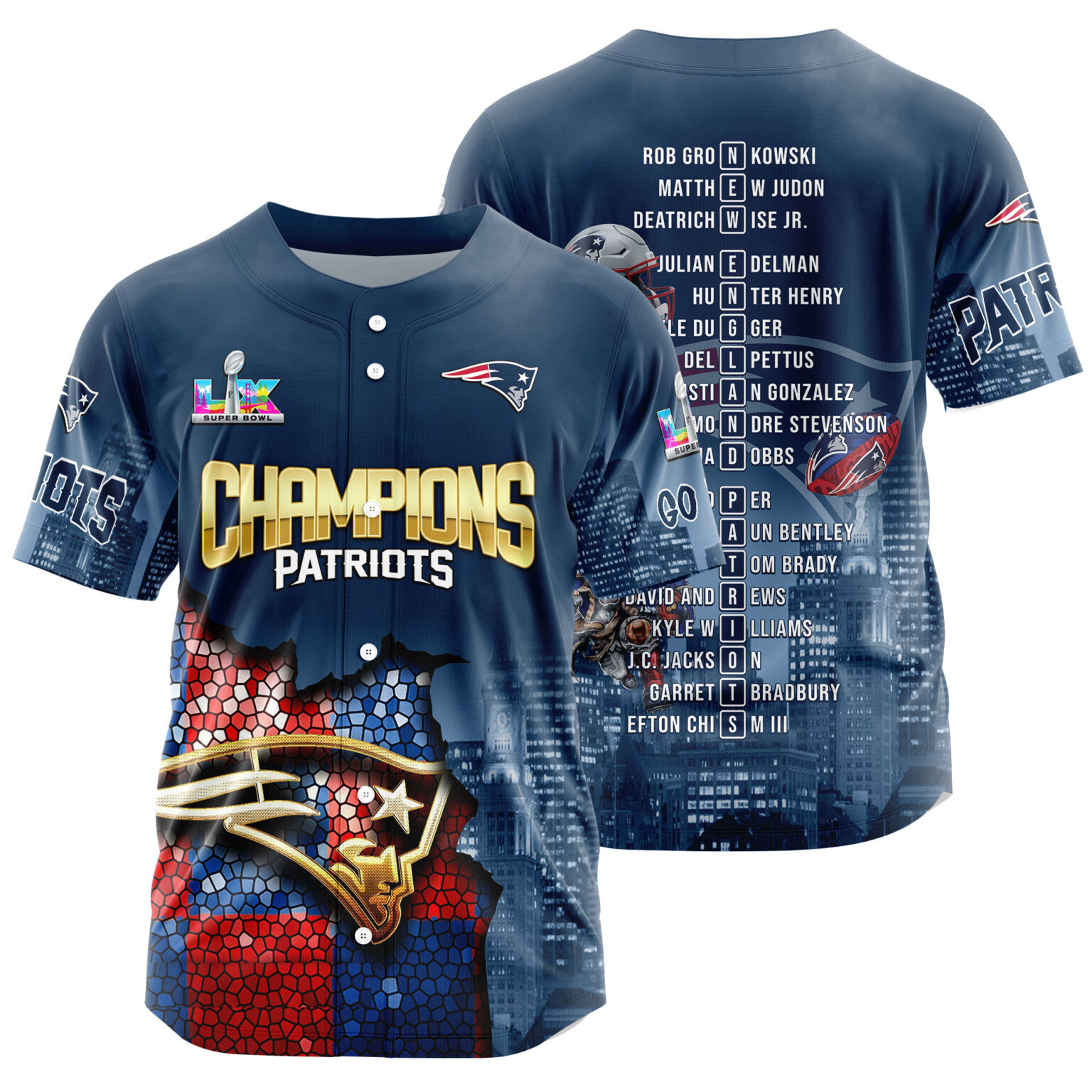 New England Patriots Super Bowl LX Champions Style Baseball Jersey ...